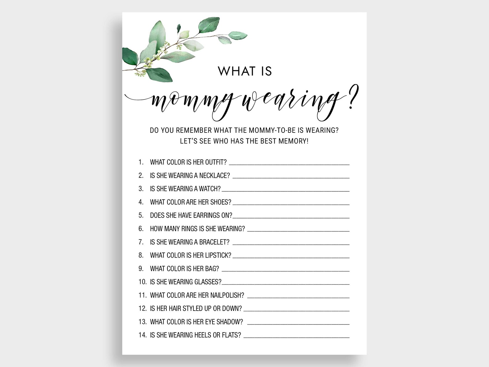What is Mommy Wearing Game What Was the Mommy Wearing Game Printable ...