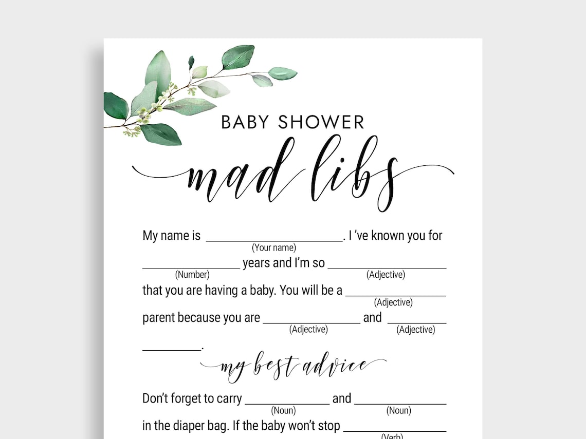 Printable Baby Shower Mad Libs Game Baby Shower Game Mad Libs Shower ...