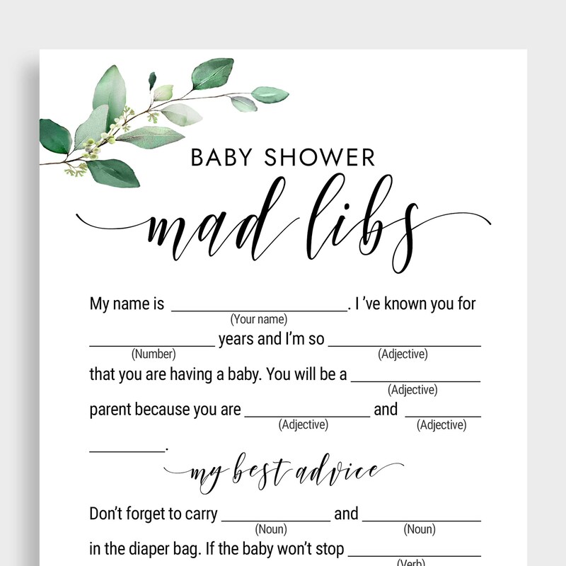 Baby Shower Madlib - Etsy