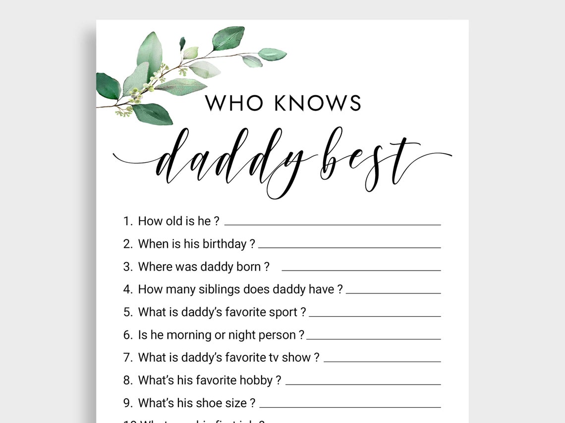 Who Knows Daddy Best Game How Well Do You Know the Daddy Greenery Baby ...