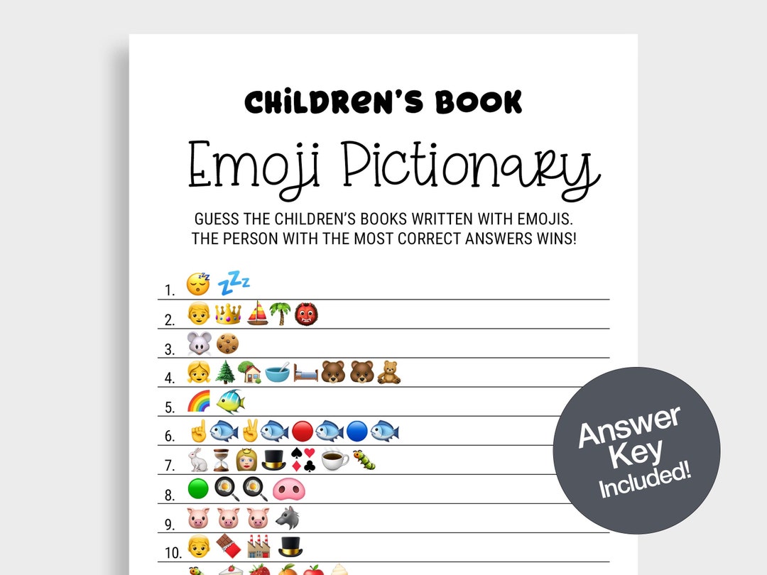 Children's Book Emoji Pictionary, Emoji Game, Baby Shower Game ...