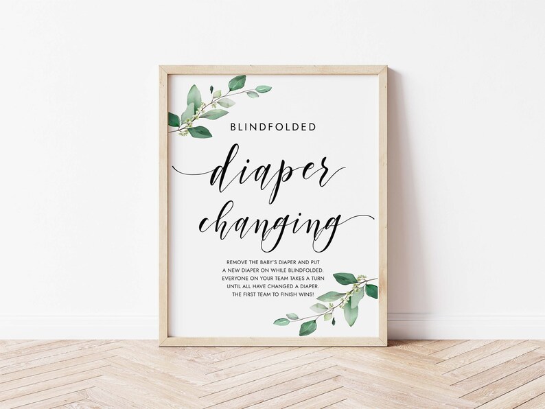 Blindfolded Diaper Changing Baby Shower Game Sign (digital Download) - Etsy