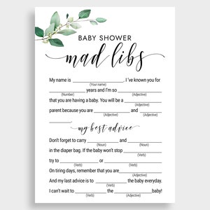 Printable Baby Shower Mad Libs Game Baby Shower Game Mad Libs Shower ...