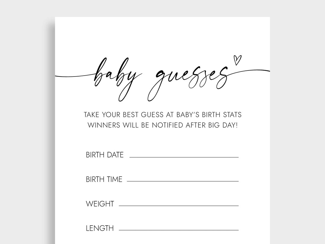 Baby Guesses Cards Baby Guesses Baby Predictions Printable Baby Shower ...