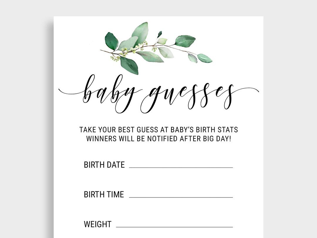 Baby Guesses Cards Baby Guesses Baby Predictions Printable Baby Shower ...