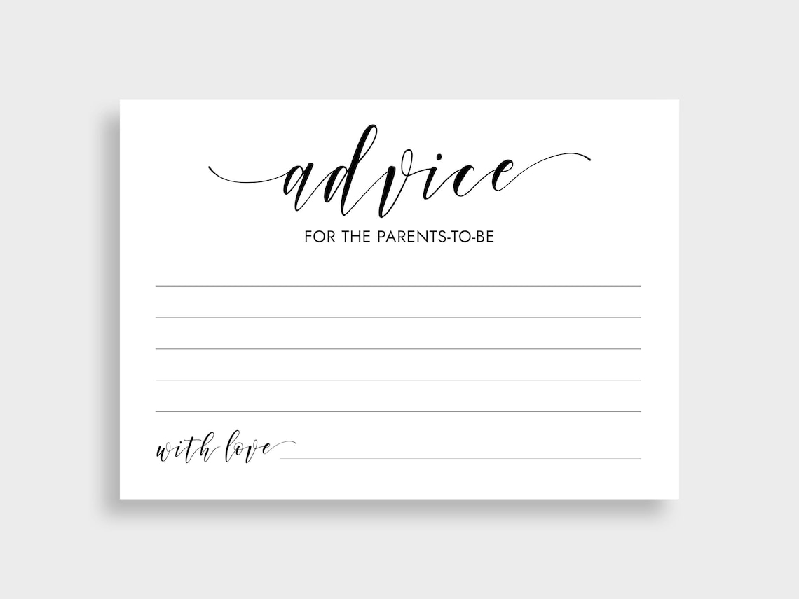 Advice for Parents to Be Printable, Baby Shower Advice Card, Advice for ...