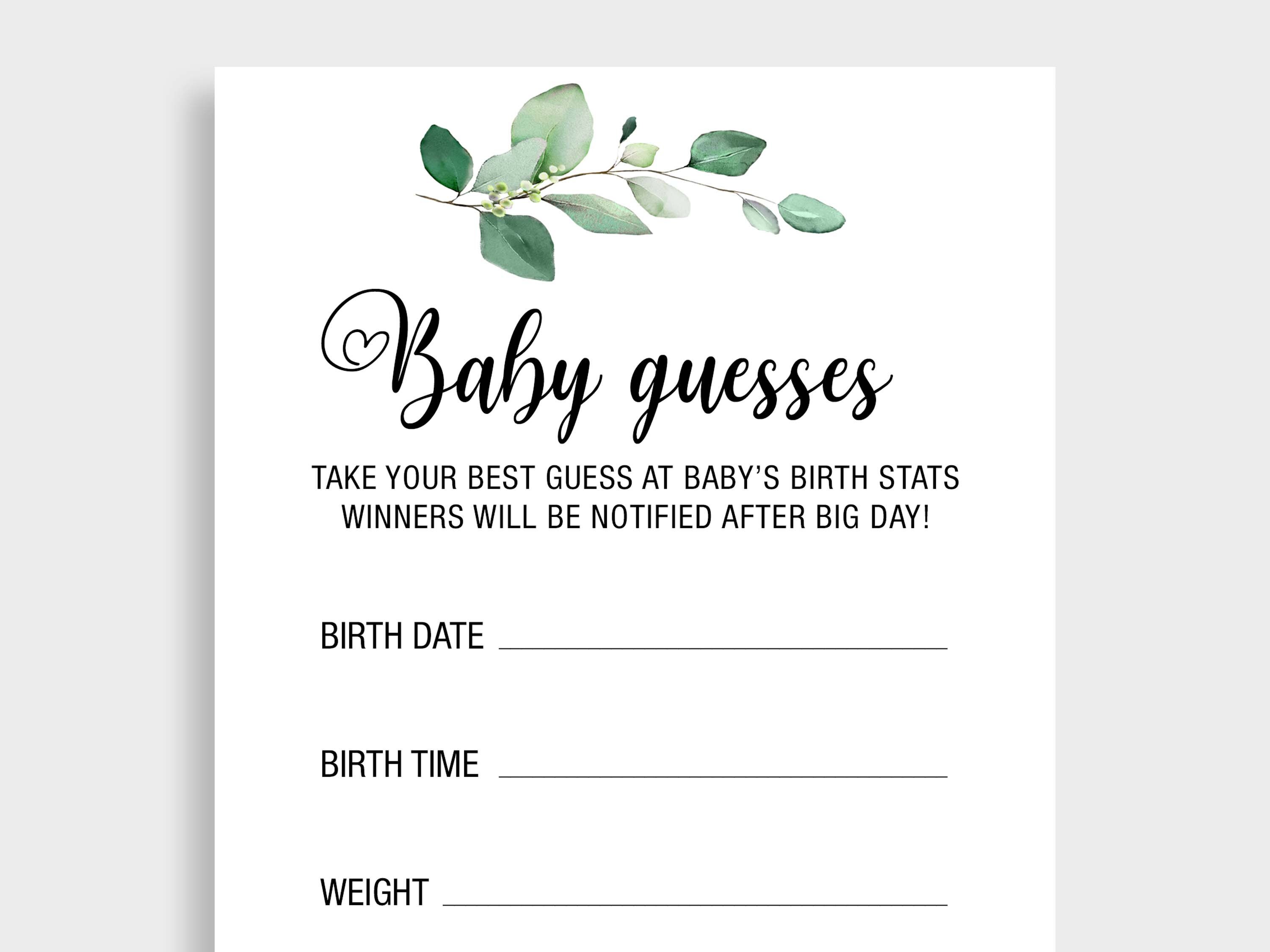 Baby Guesses Cards Baby Guesses Baby Predictions Printable - Etsy
