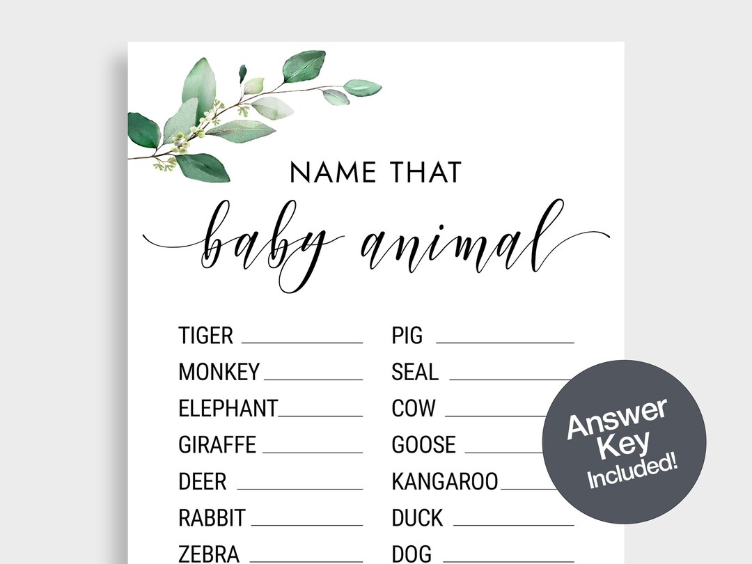 Baby Animal Game Baby Shower Guess Baby Animals Leaves Shower Games ...
