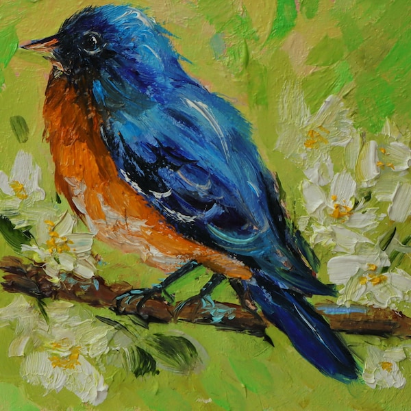 Blue Bird Painting - Etsy