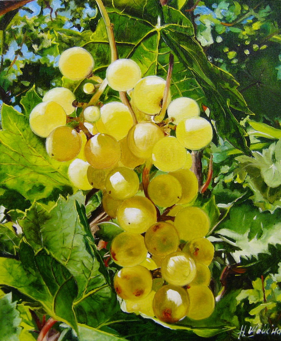 Ripe Grapes Original Oil Painting, Sun Kissed Grape Harvest Canvas ...