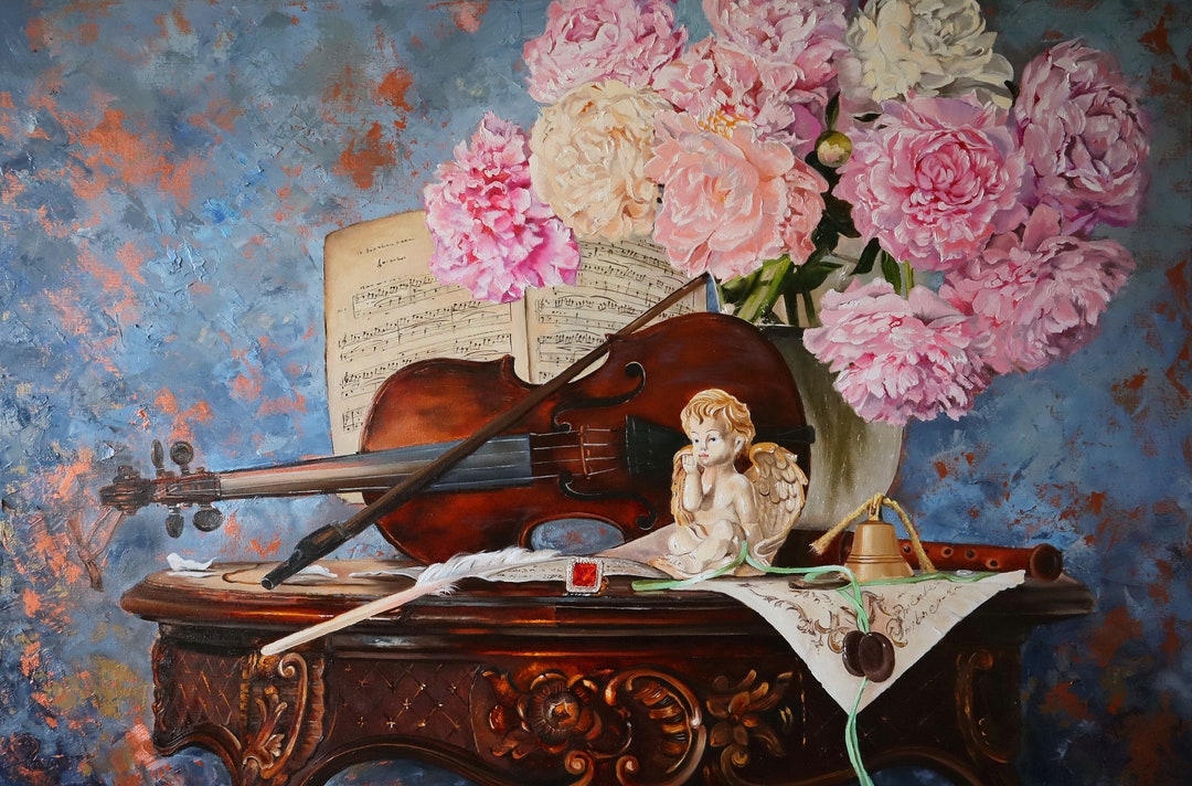 Pink Peony Original Oil Painting, Large Wall Art Peonies Paintings ...