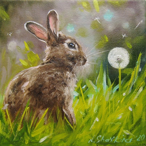 Easter Rabbit Painting Original Animal Canvas Art Small - Etsy