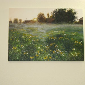 Beautiful Meadow With Wildflowers - Original Oil Painting in Morning ...
