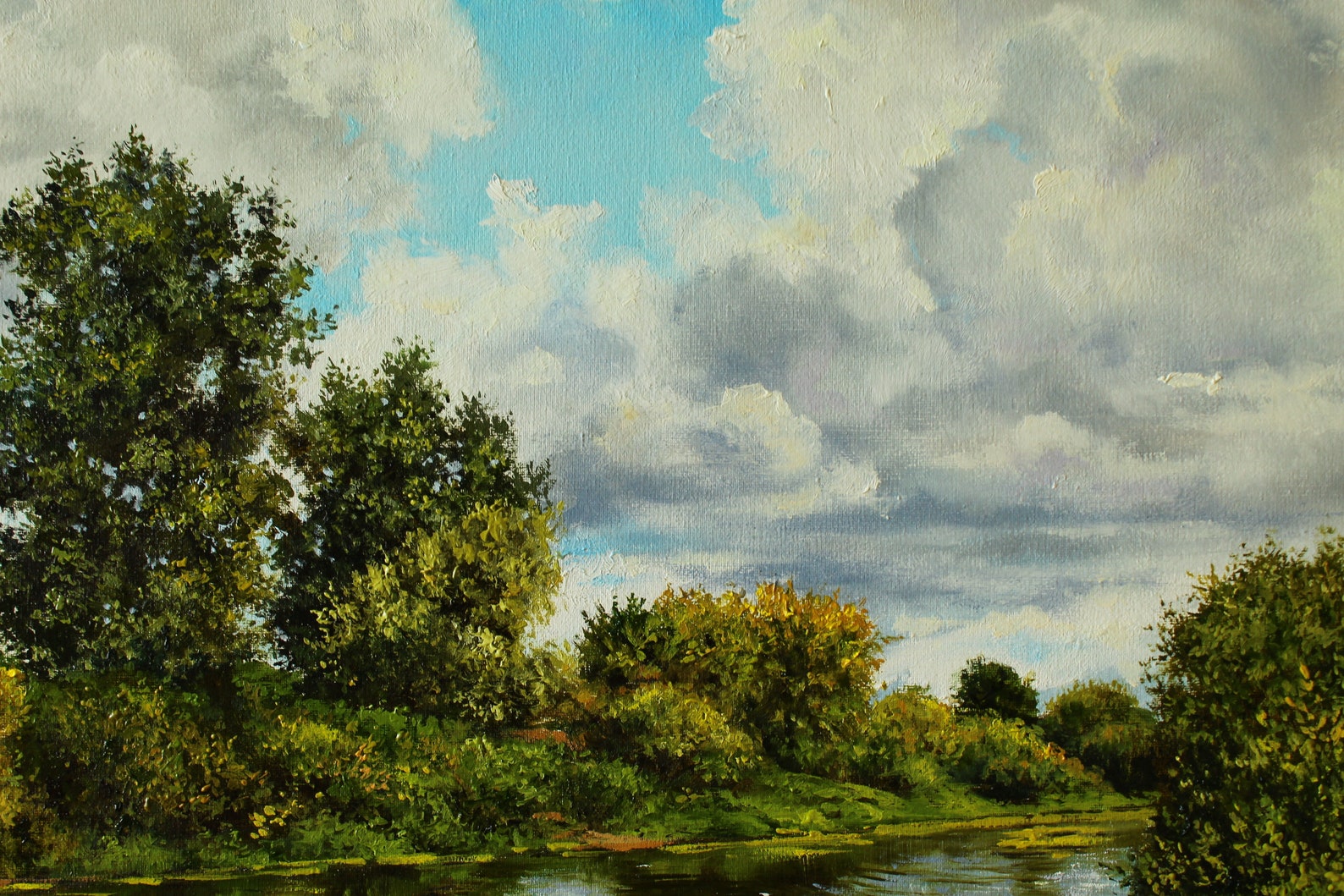 Cows by the River Painting Original, Pastoral Countryside Landscape for ...