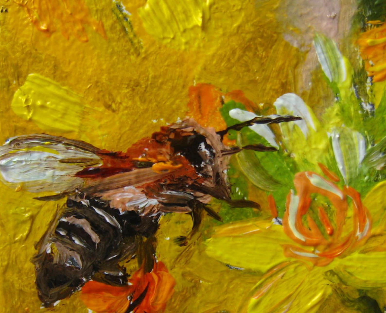 Bee Art Painting Original Bee Artwork Flower and Bee - Etsy