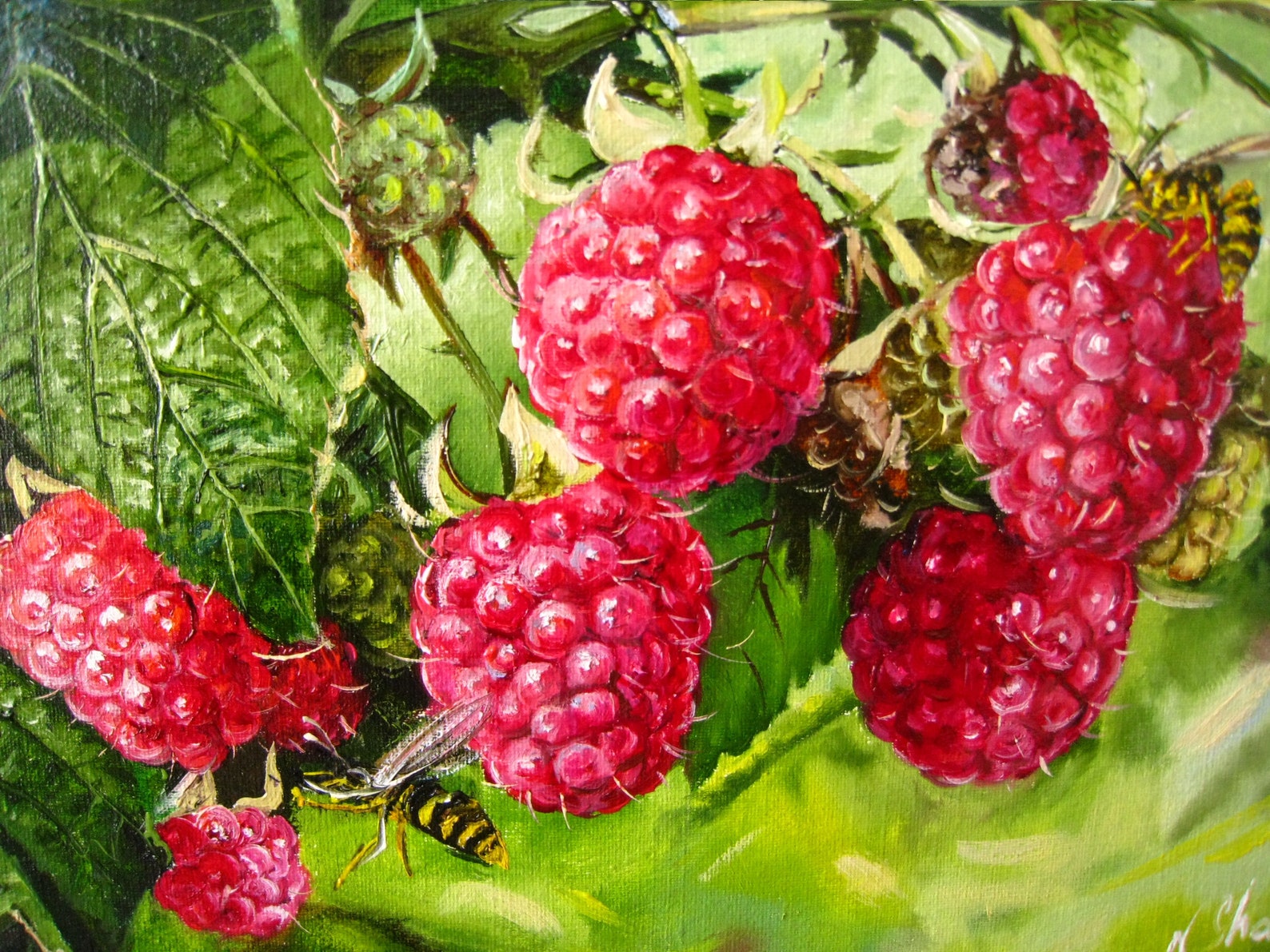 RASPBERRY OIL PAINTING Wall Art Canvas Realistic Art Nature - Etsy