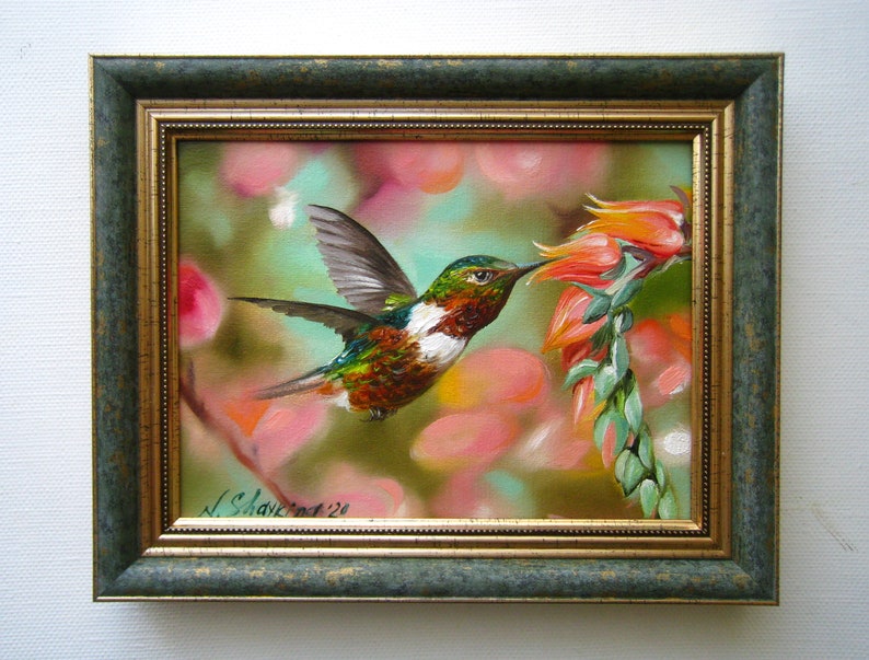 Original Oil Painting Hummingbird on Canvas: Realistic Bird Art - Etsy