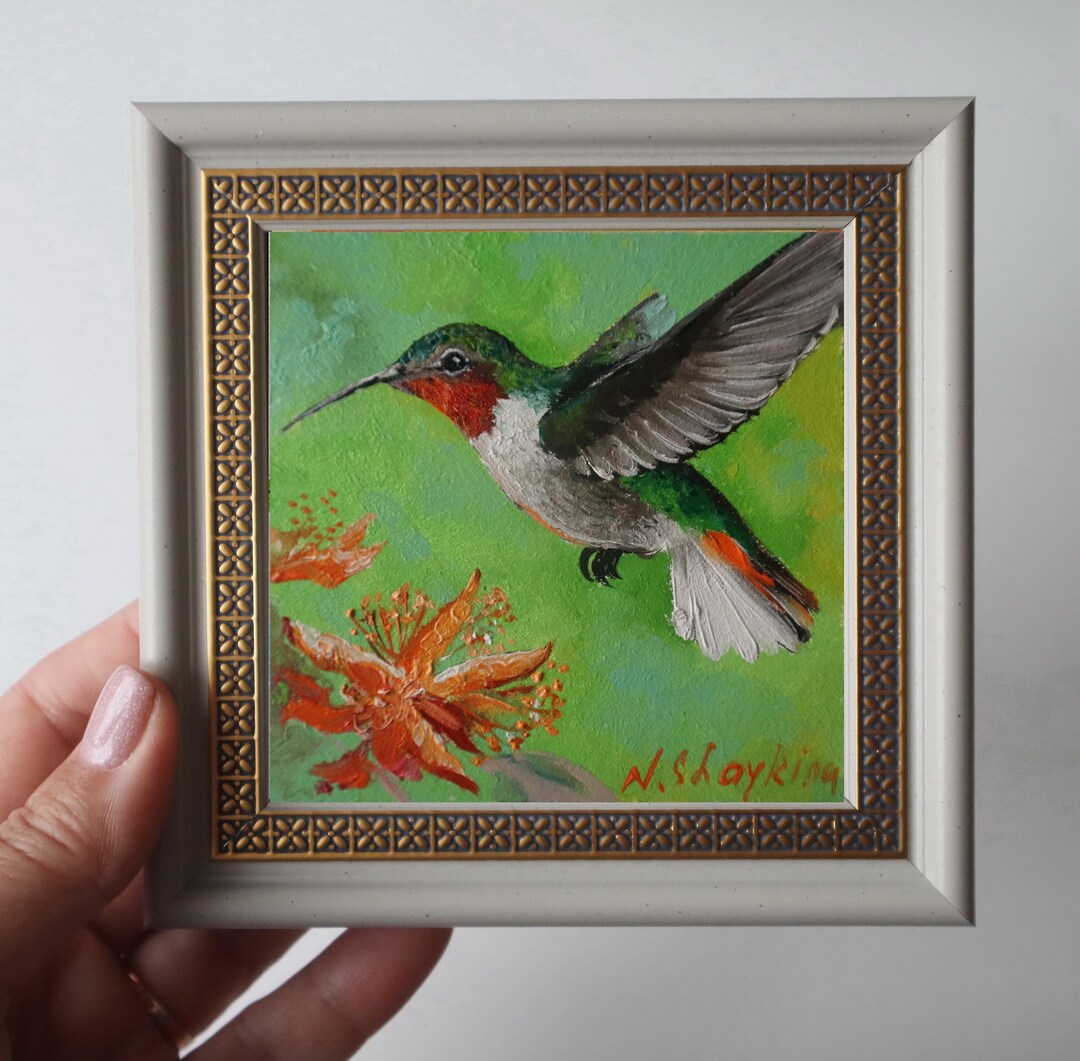 Hummingbird Art Original Oil Painting Hummingbird Unique Gifts Small ...