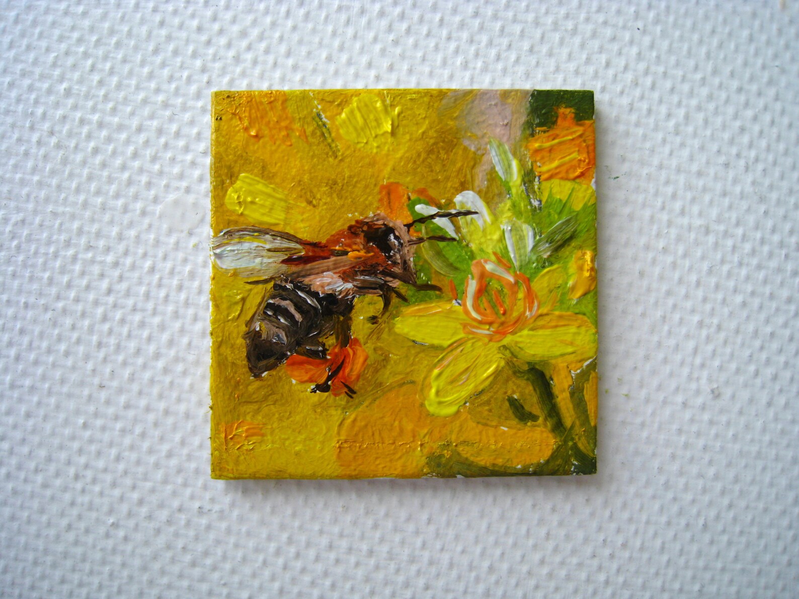 Bee Art Painting Original Bee Artwork Flower and Bee | Etsy