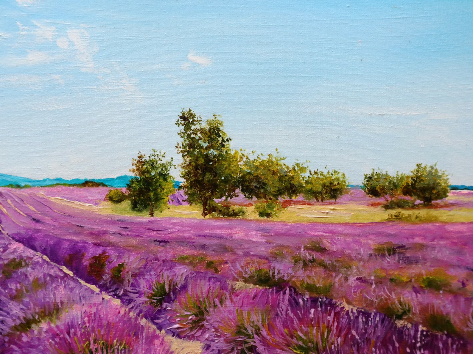 Lavender Fields Art Painting Original Landscape Lavender Wall - Etsy