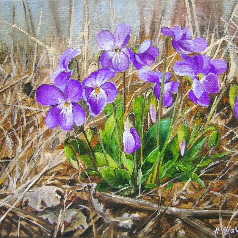 Painting of Violets - Etsy
