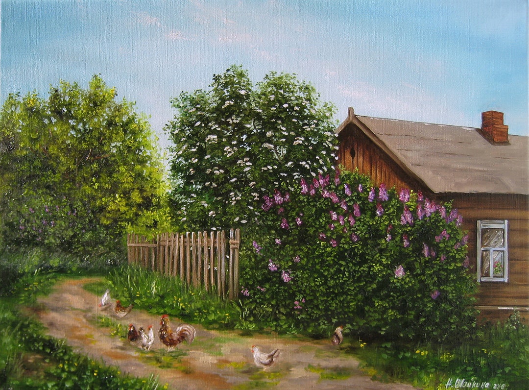 Spring Landscape Painting Oil on Canvas Art, Country Wall Decor, Nature ...