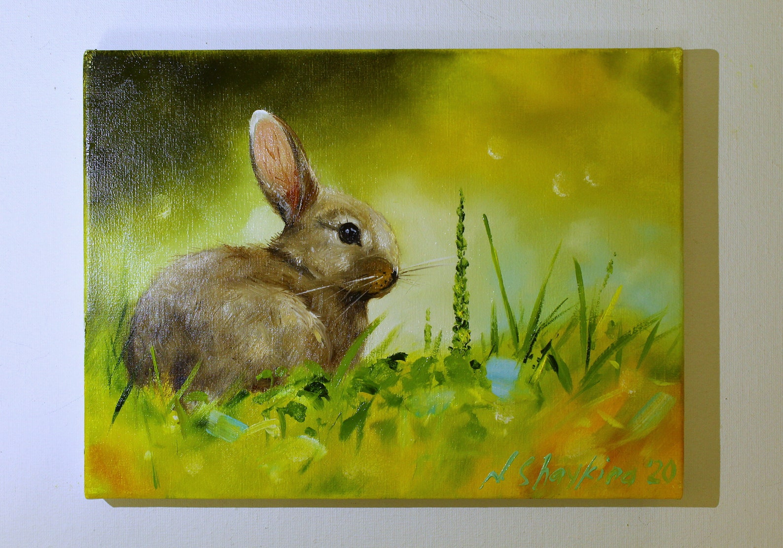 Easter Rabbit Painting Oil Original Small Rabbit Canvas Art - Etsy