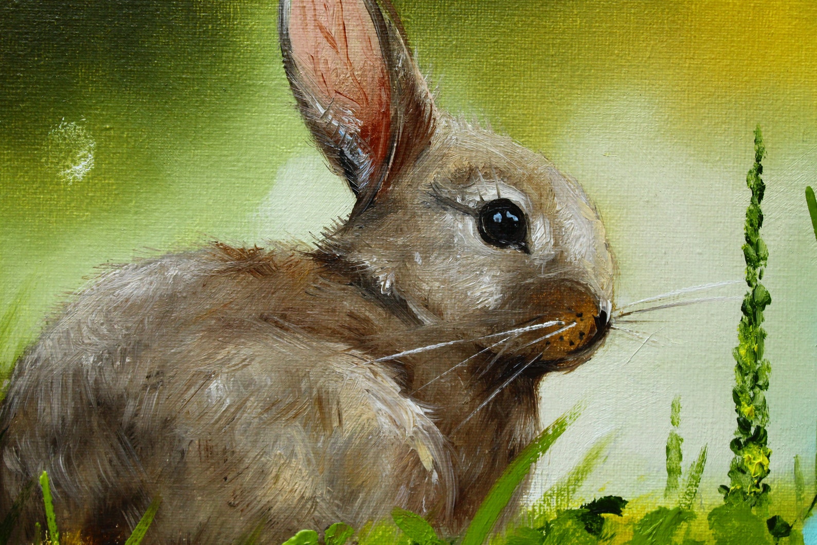 Easter Rabbit Painting Oil Original Small Rabbit Canvas Art - Etsy