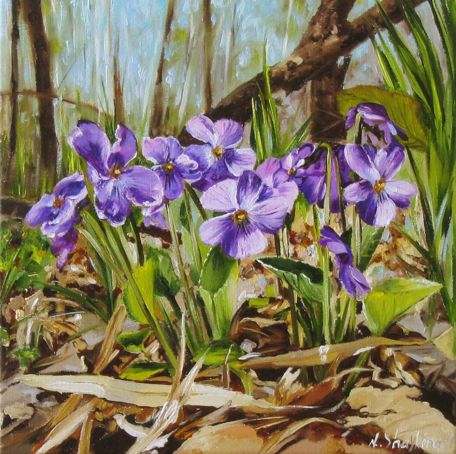 Wild Violets Original Oil Painting on Canvas Violet Flowers - Etsy Hong ...