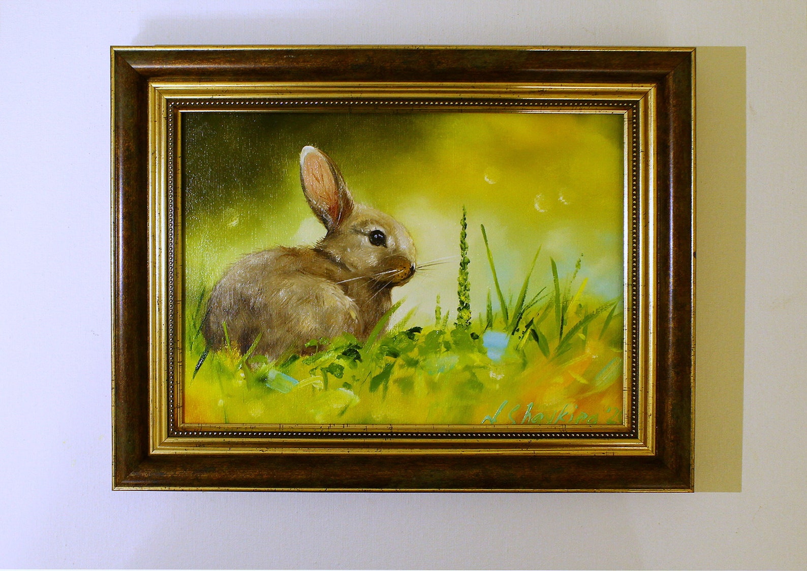 Easter Rabbit Painting Oil Original Small Rabbit Canvas Art | Etsy