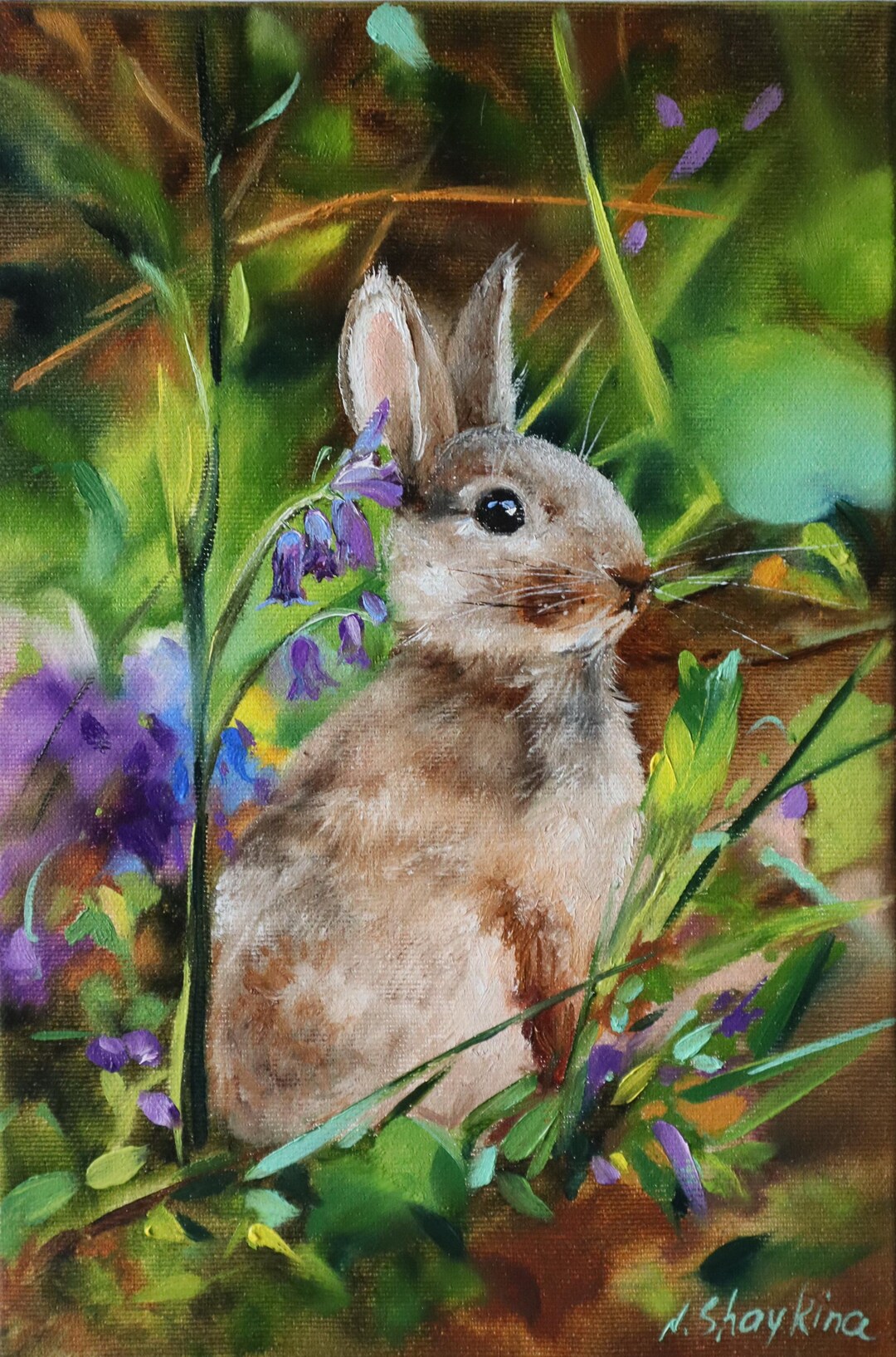 Original Bunny Oil Painting on Canvas, Cute Rabbit Art, Small Bunny Art ...