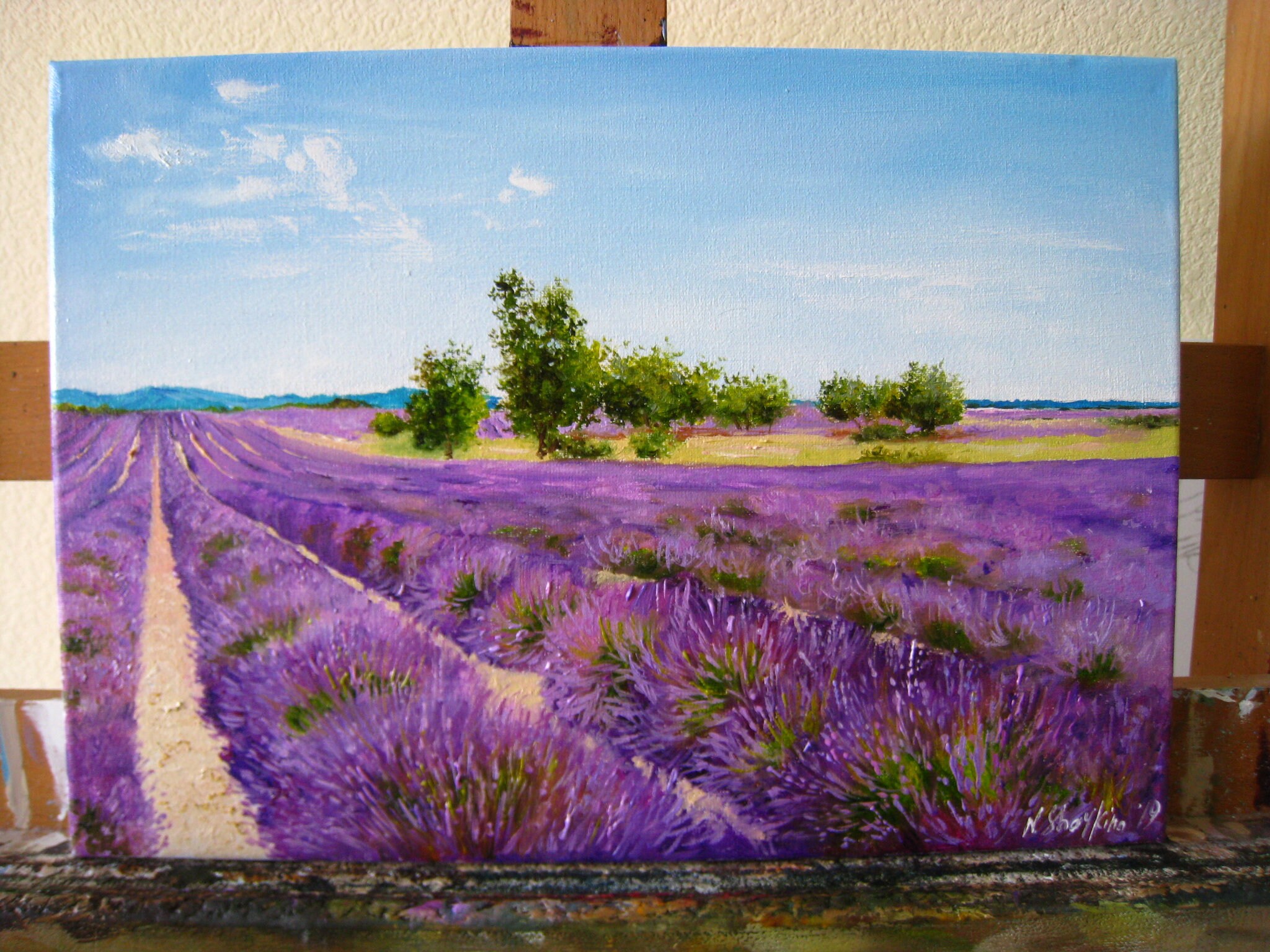 Original painting landscape Lavender fields art canvas 10x14 | Etsy