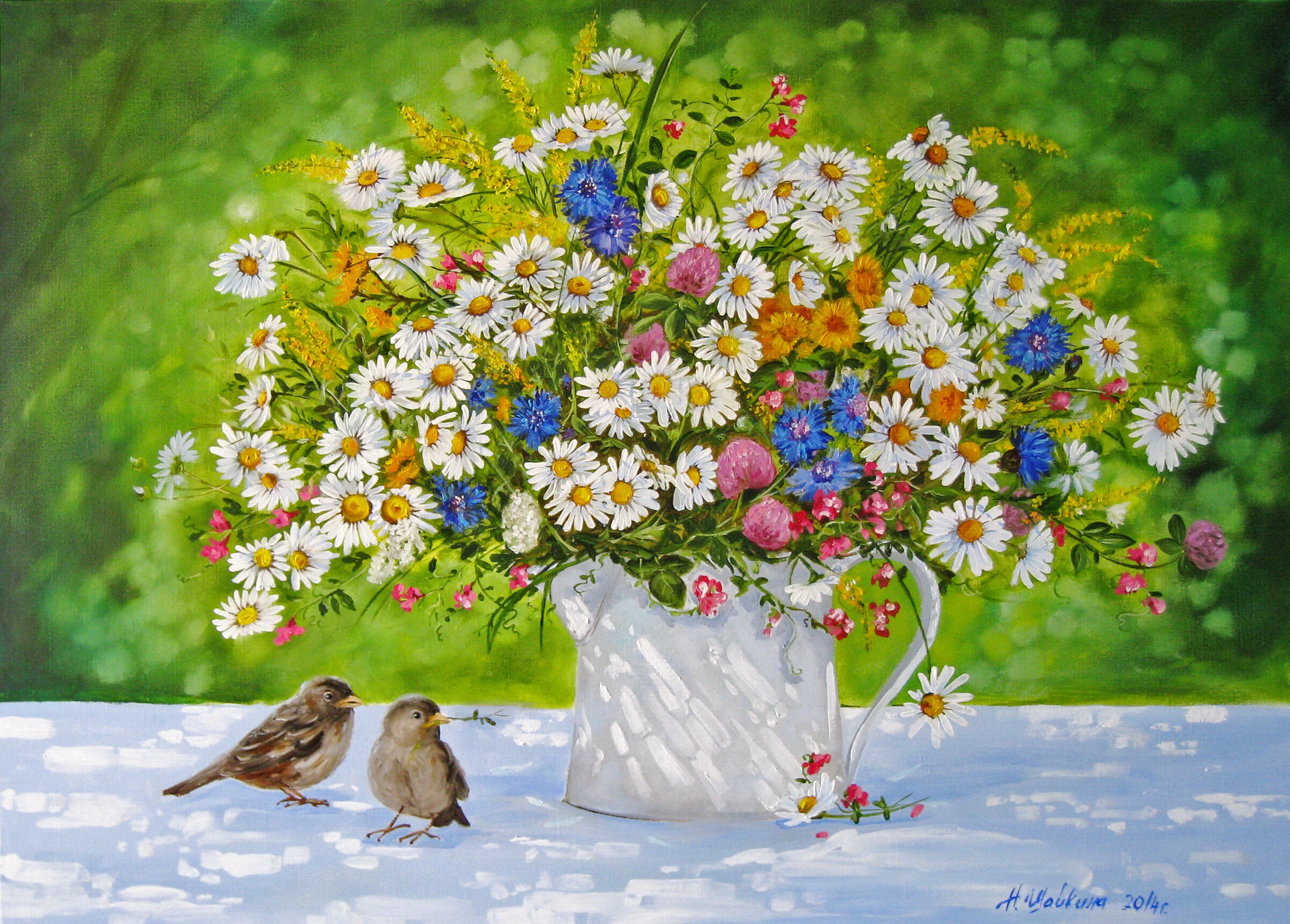 Original Oil Painting Wildflower, Large Still Life Floral Art Canvas ...