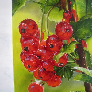 Original Redcurrants Oil Painting, Red Berry Canvas Art, Nature Wall ...