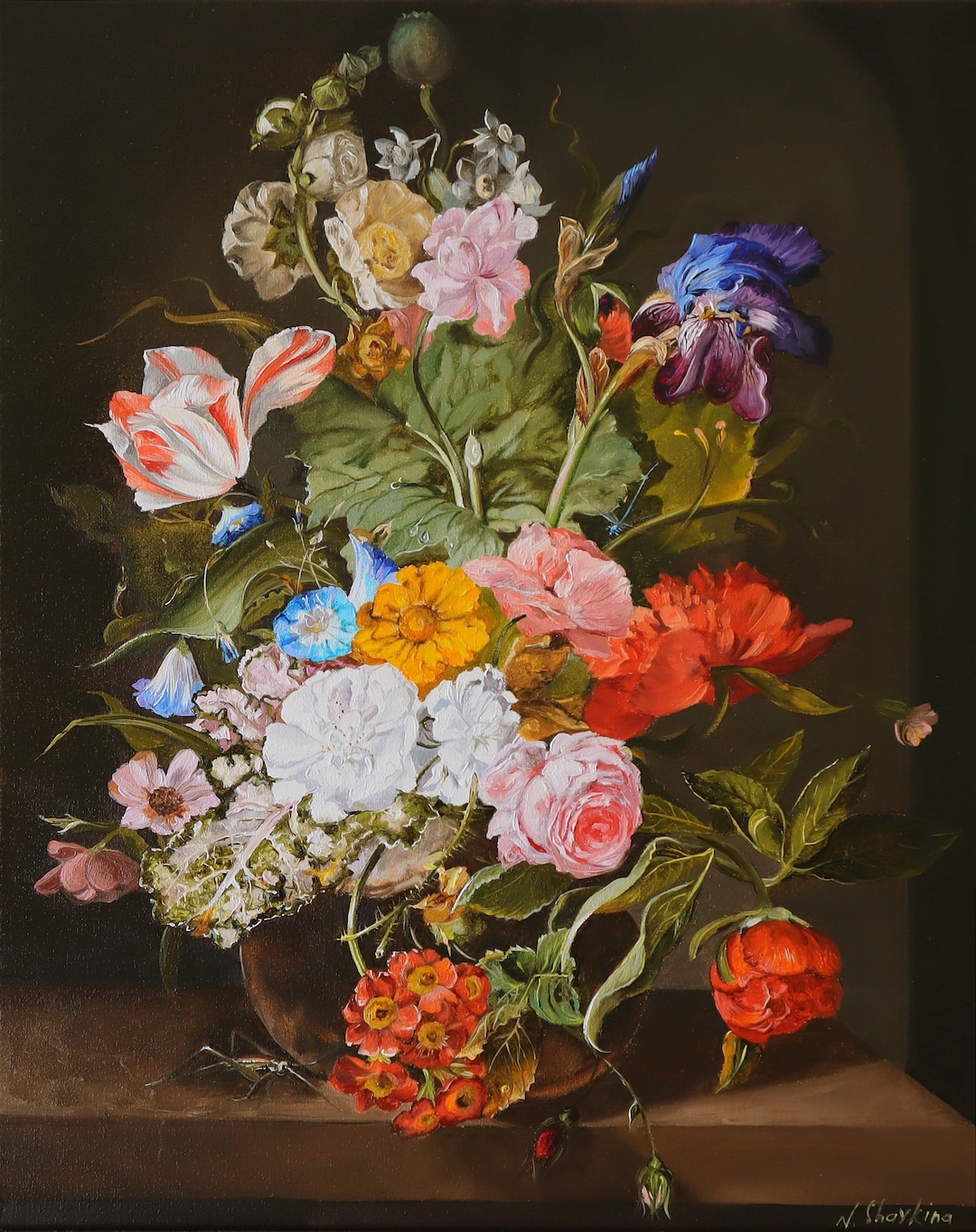 Rachel Ruysch Floral Oil Painting Reproduction: Dutch Still Life Canvas ...