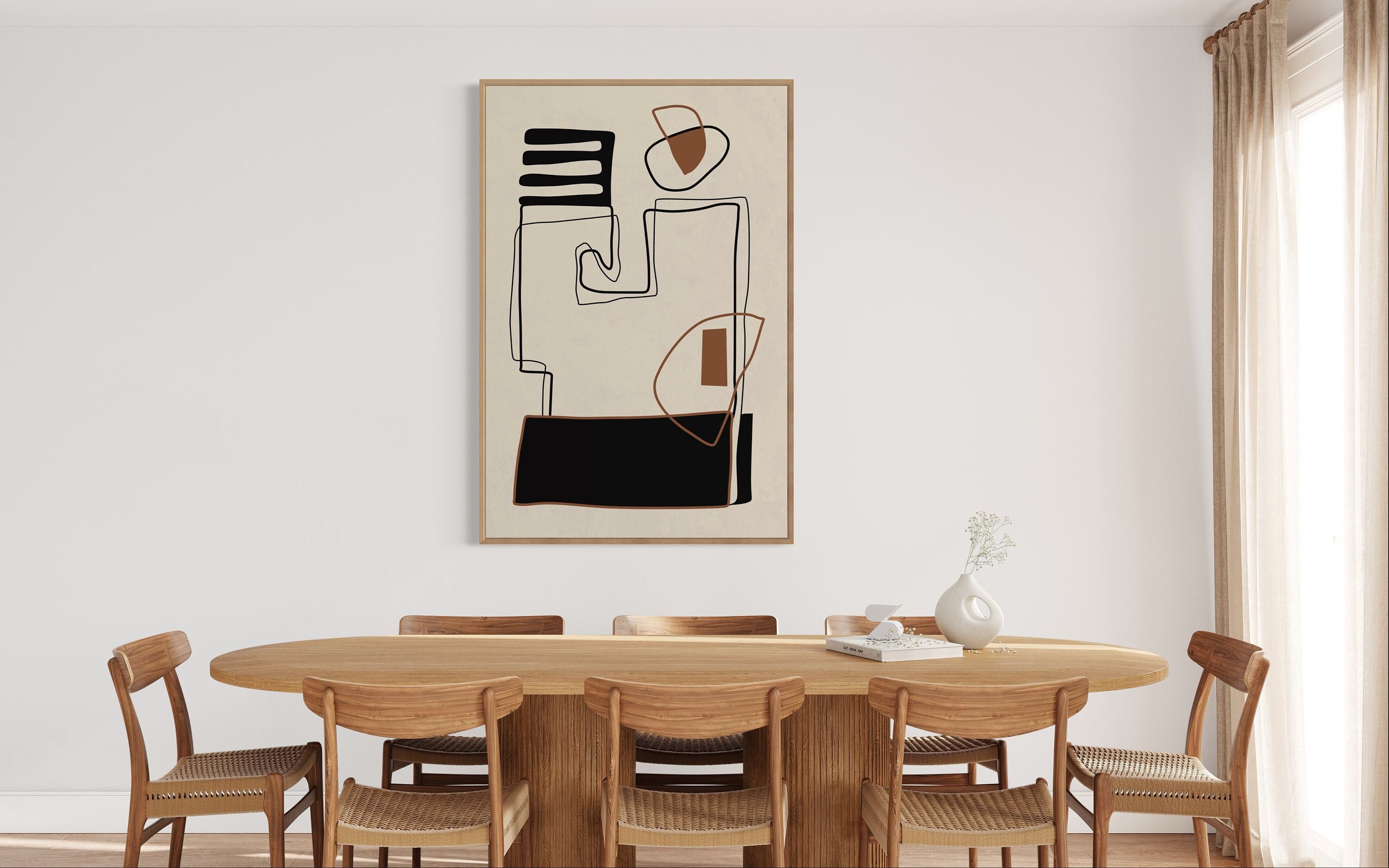 70s Retro Printable Abstract Wall Art. Large Abstract Painting. Black ...