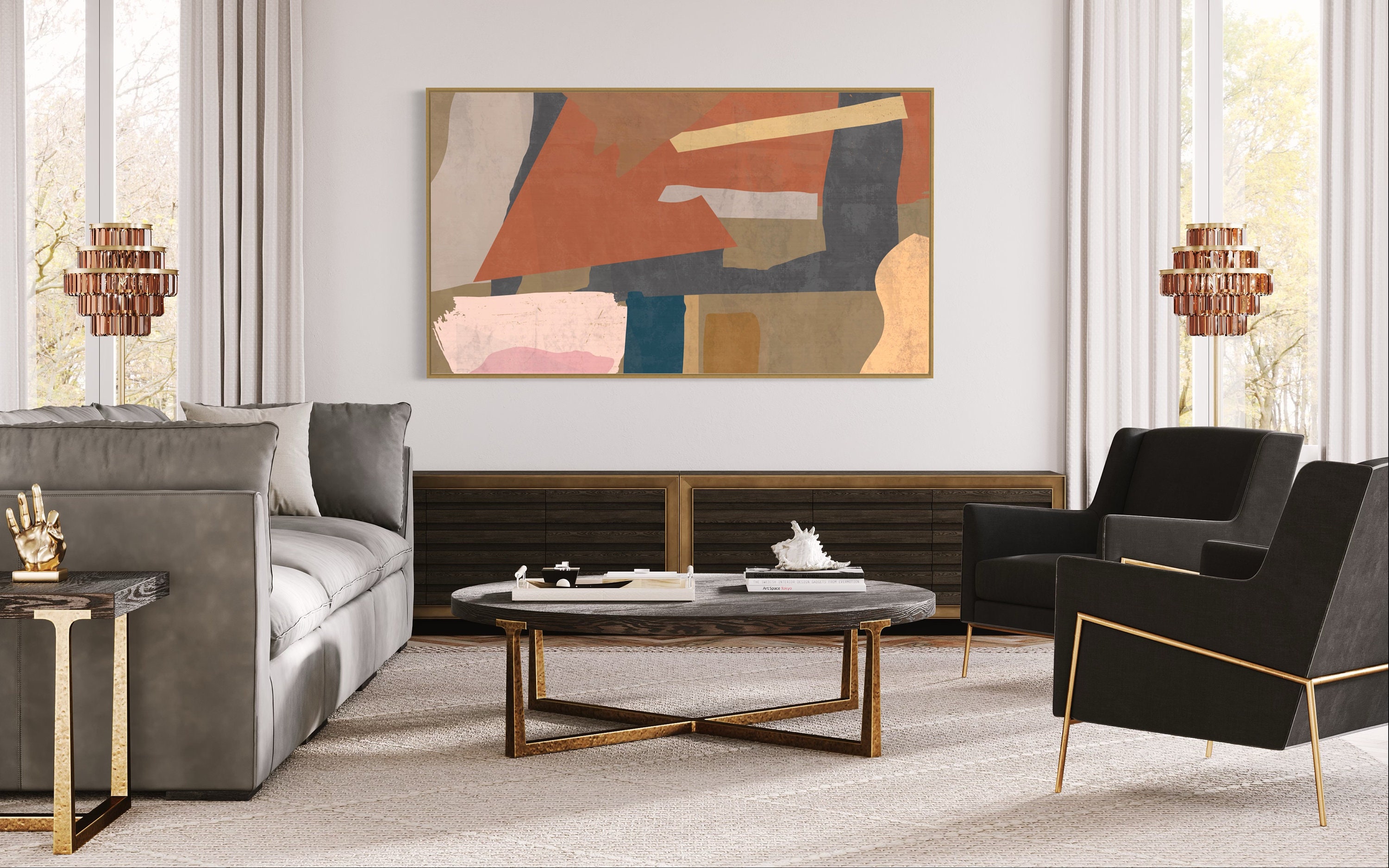 Samsung Frame TV Abstract Art in Earthy Tones, Frame TV Art Abstract ...