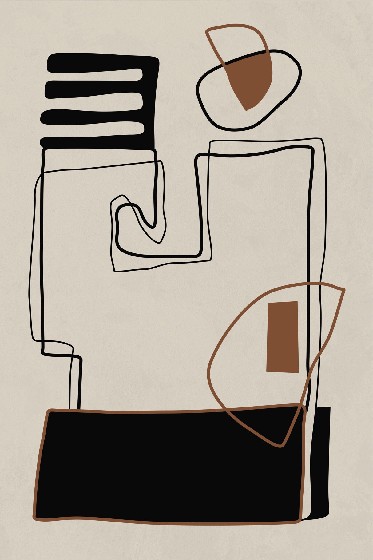 70s Retro Printable Abstract Wall Art. Large Abstract Painting. Black ...