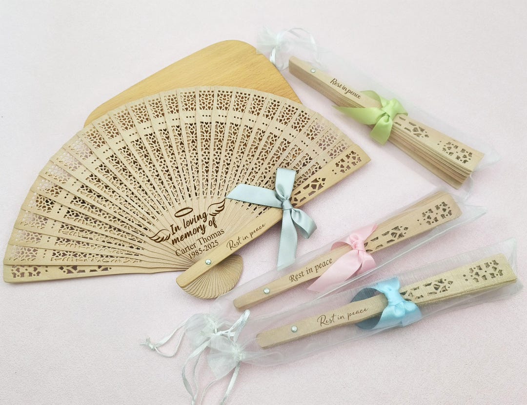 Bulk Funeral Fans Rustic Fans Memorial Favors Fan Personalized Funeral ...