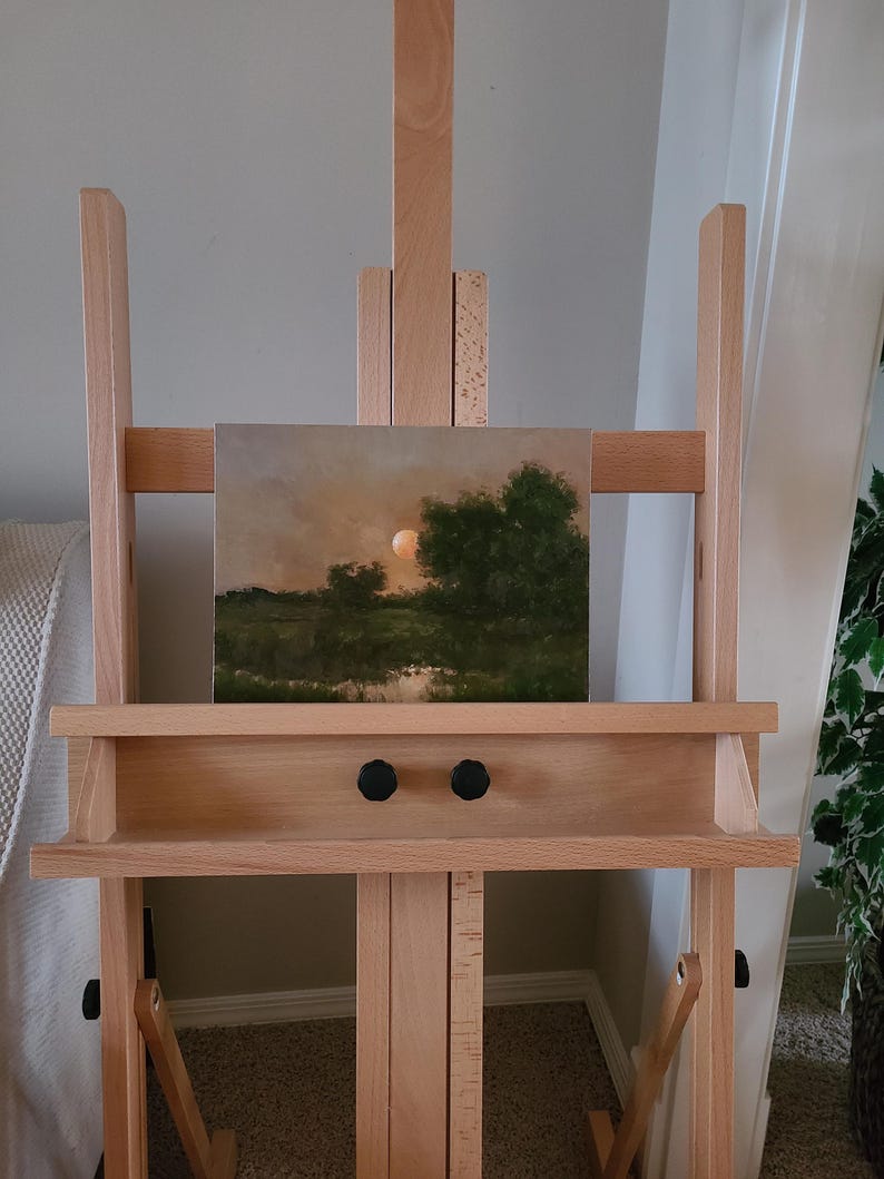 Harvest Moon, Original Oil Painting of an Orange Moon, Landscape ...