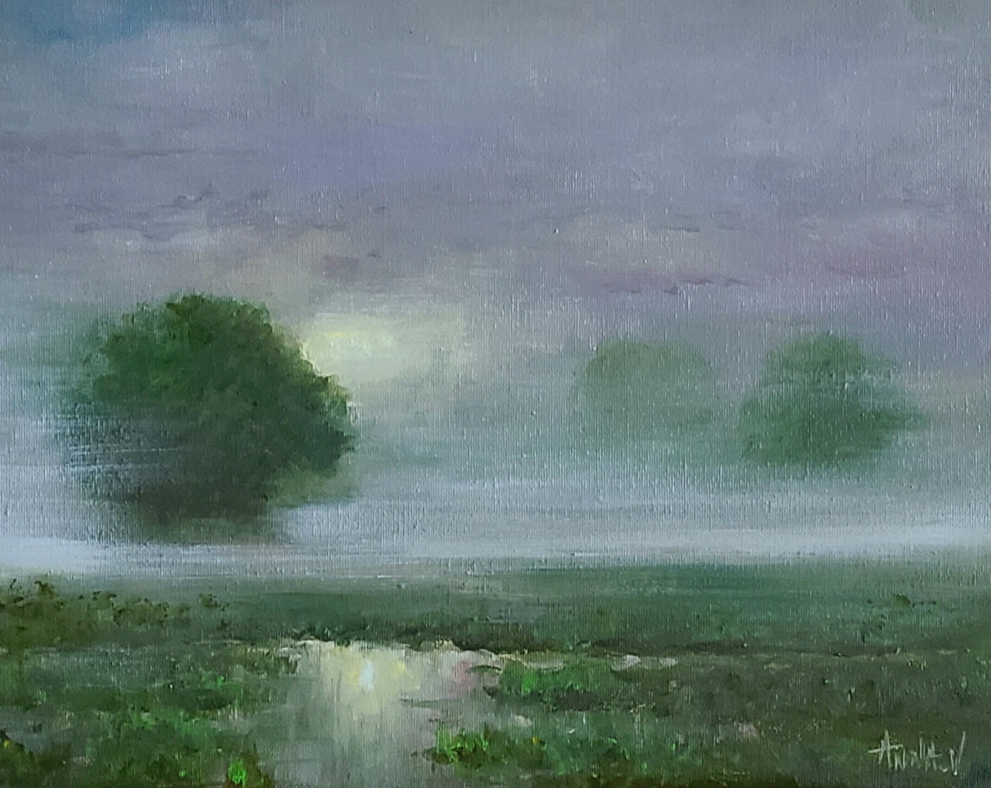 Morning Mist Original Oil Painting Canvas Board Landscape Artwork for ...