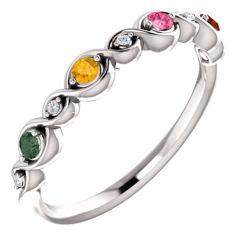 Stackable Ring. Mother's Ring 1 5 Stones Sterling Silver - Etsy