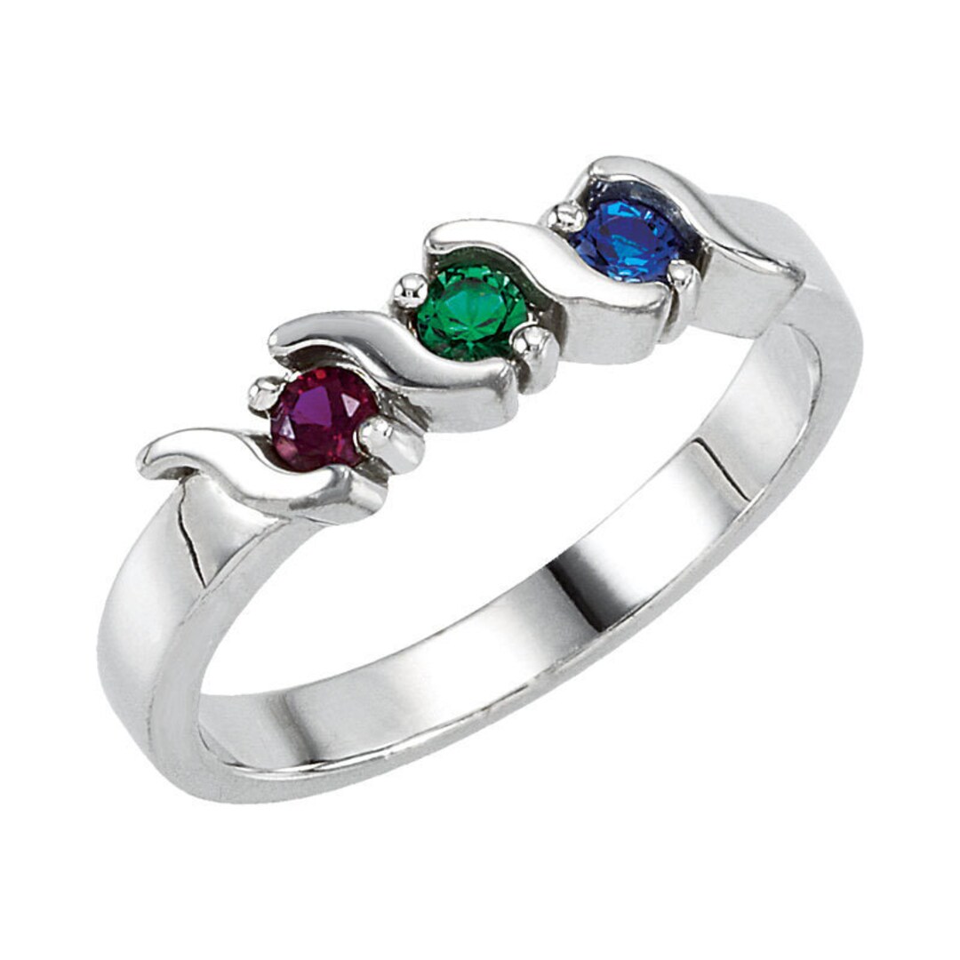 Stackable Family Ring 1- 5 Stones Sterling Silver Mother's Day Jewelry ...