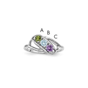 Family Ring 1- 3 Stones Sterling Silver Personalized Mother's Family ...