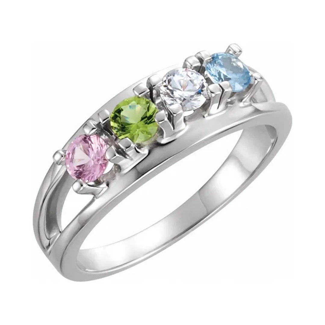 Personalized Mothers Ring 1 - 7 Birthstones Sterling Silver Mother's ...