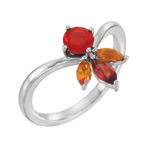 4 Stones Multi Shape Birthstones Ring Sterling Silver Mother's Family ...