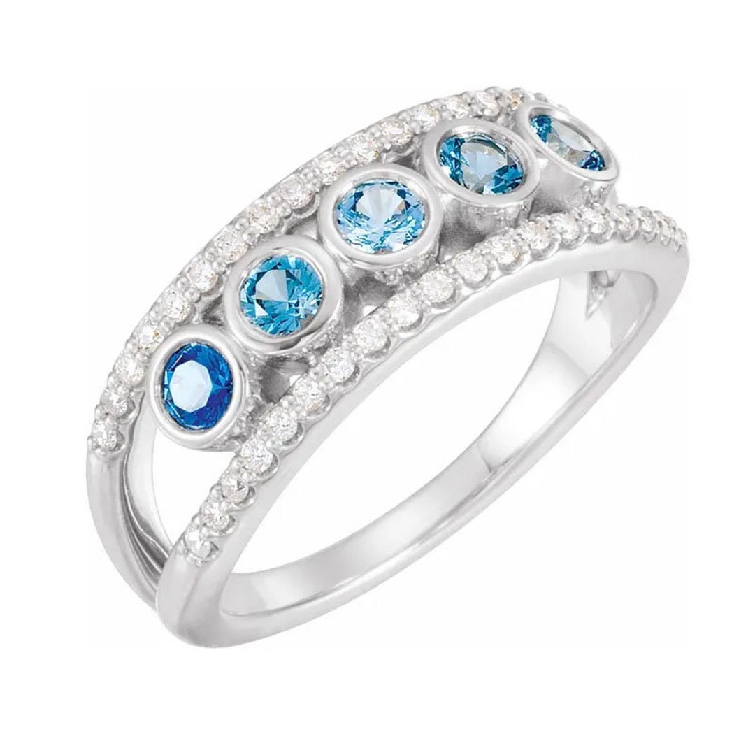 Negative Space Family Ring Sterling Silver. 1-5 Simulated or Genuine ...