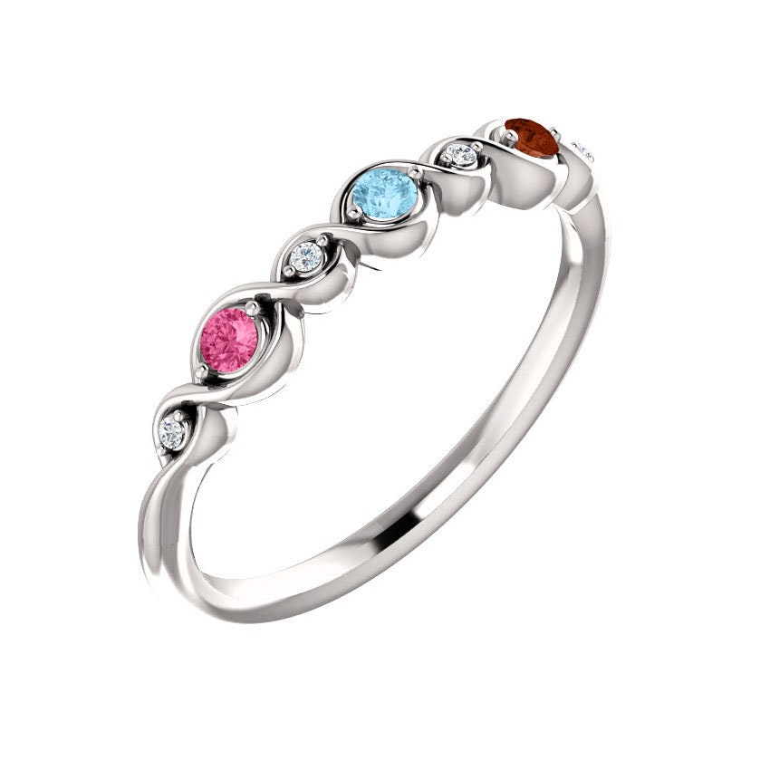 Stackable Ring. Mother's Ring 1 5 Stones Sterling Silver | Etsy