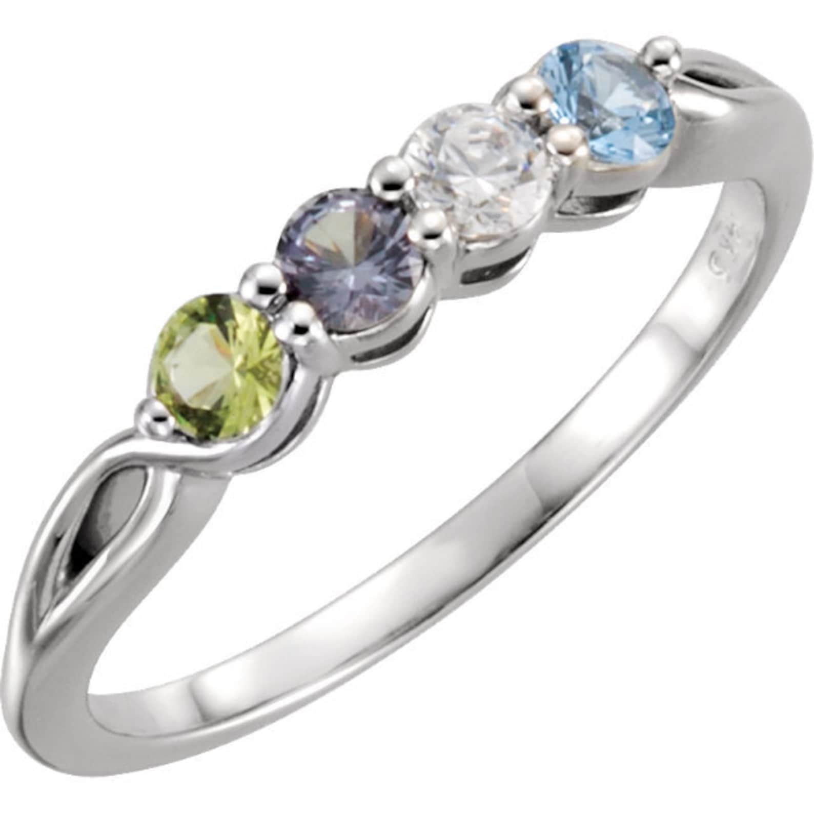 Family Birthstone Ring 1 5 Stones Sterling Silver - Etsy