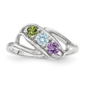 Family Ring 1- 3 Stones Sterling Silver Personalized Mother's Family ...